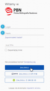 Logowanie do systemu – Polska Bibliografia Naukowa
